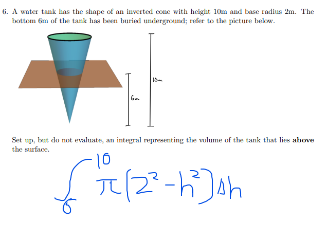 Solved A water tank has the shape of an inverted cone with | Chegg.com