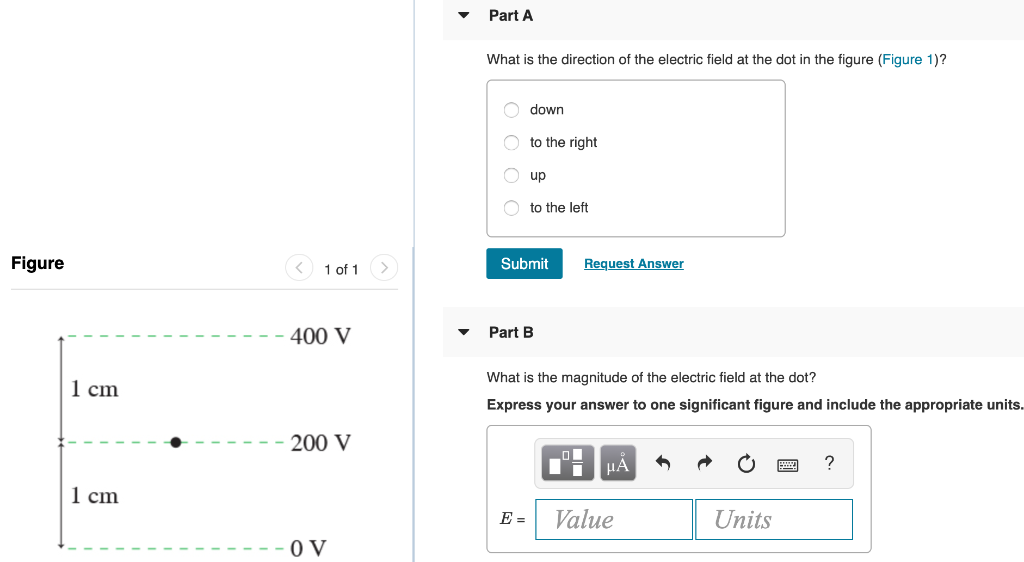 Solved Part A What is the direction of the electric field at | Chegg.com