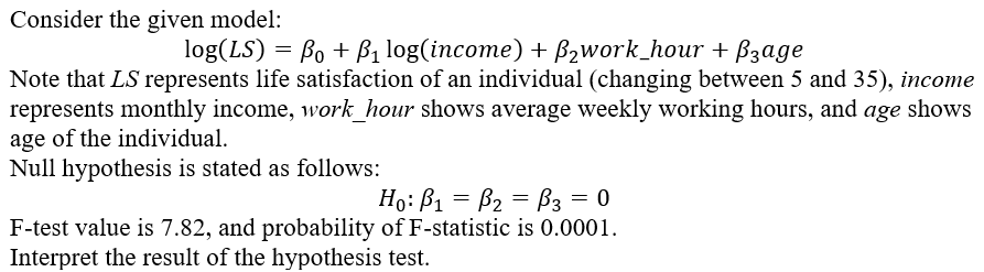 Solved Consider the given model: \[ \log (L | Chegg.com