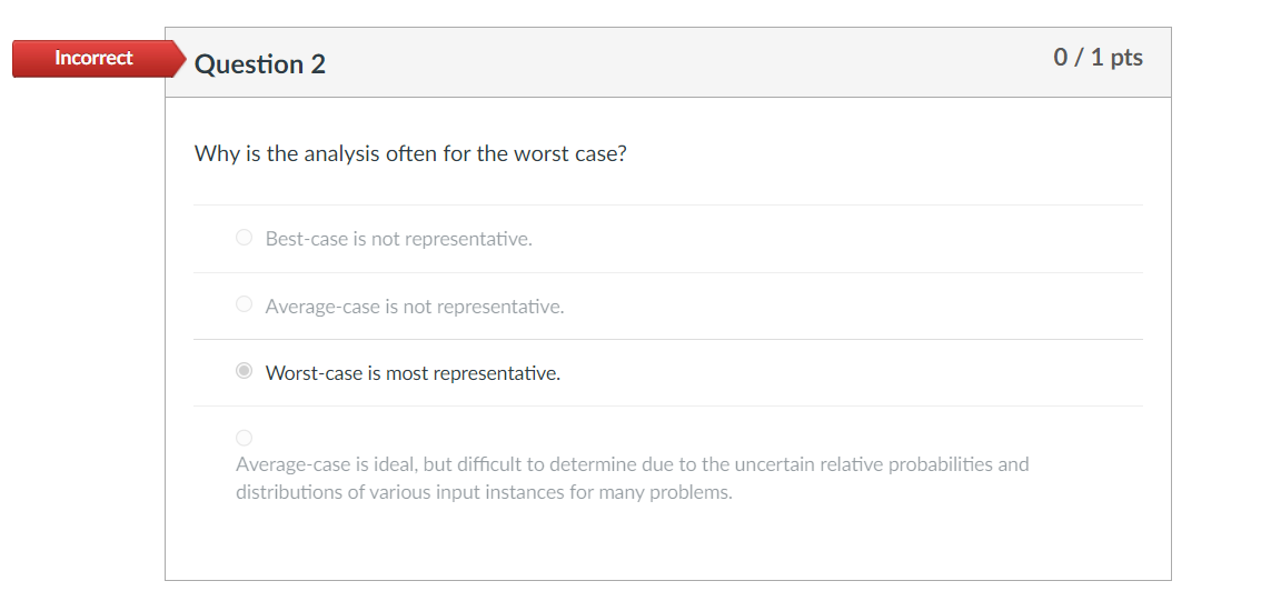 Solved Question 2 Why is the analysis often for the worst | Chegg.com