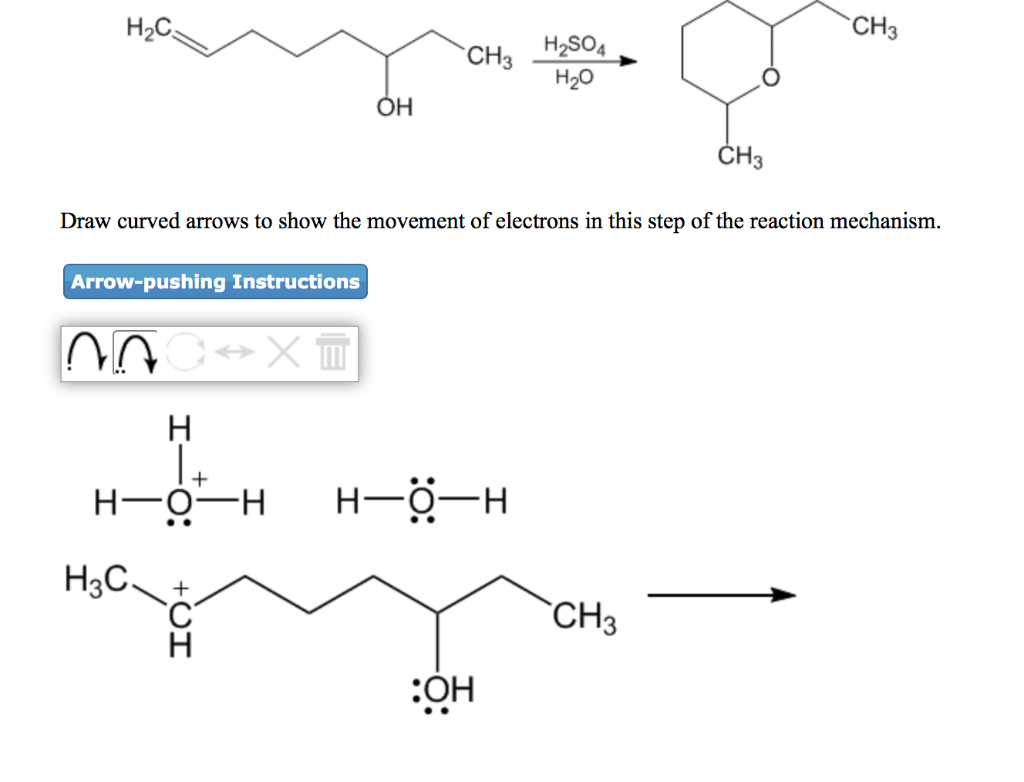 Solved H2C CH3 CH3 H2S04 H20 OH CH Draw curved arrows to | Chegg.com