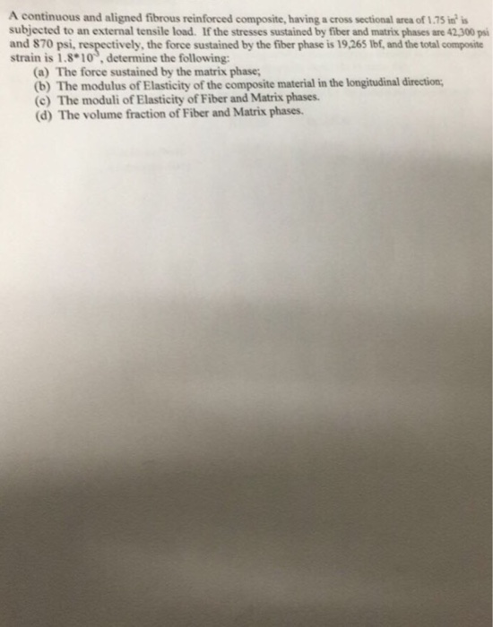 Solved A continuous and aligned fibrous reinforced | Chegg.com