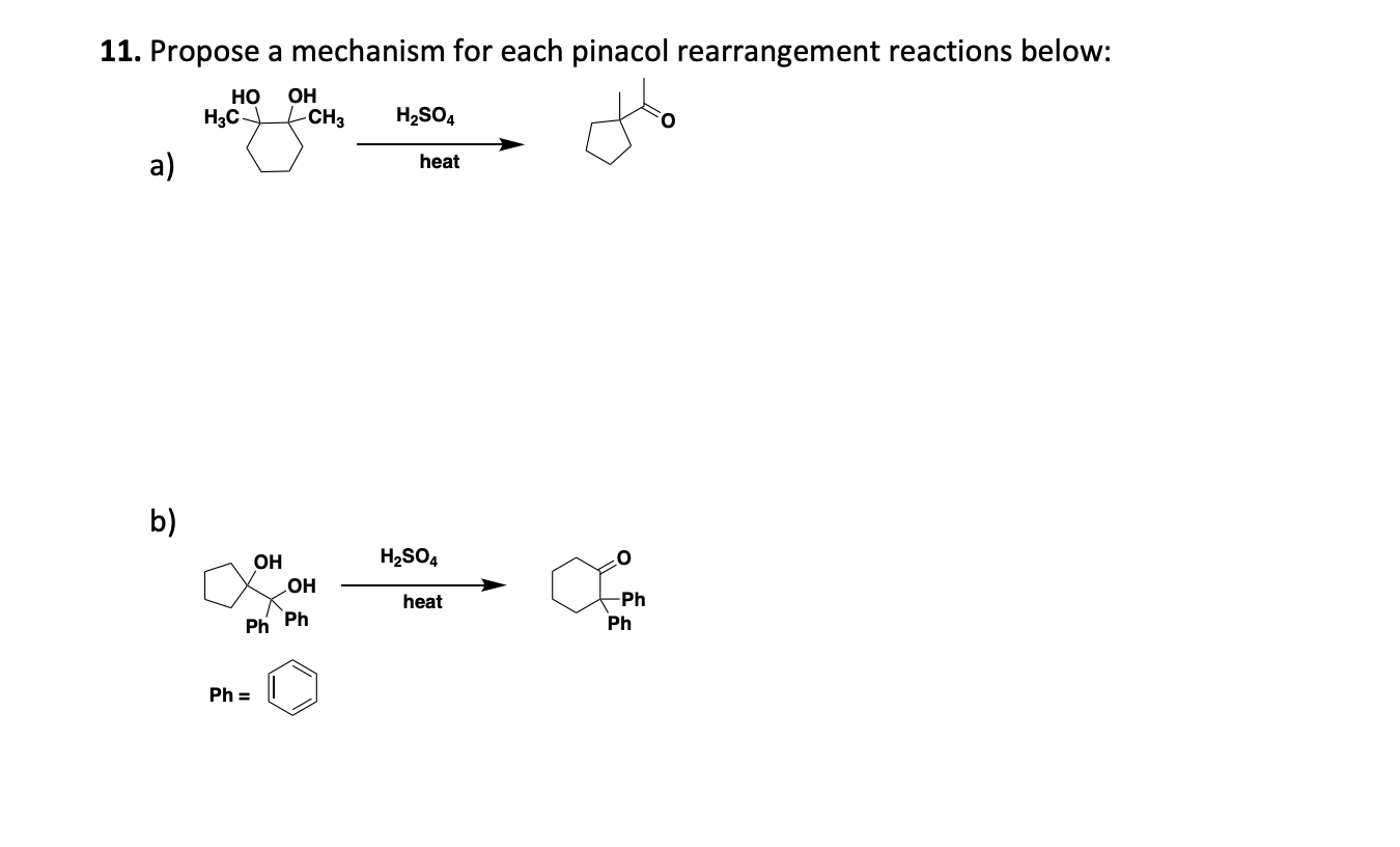 Solved 11. Propose a mechanism for each pinacol | Chegg.com