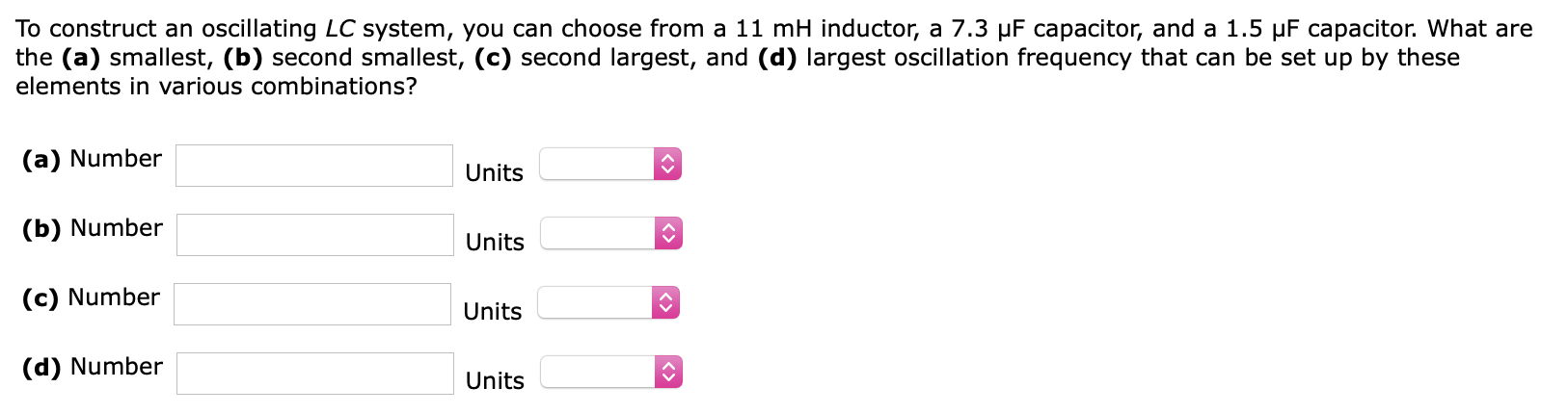 Solved To construct an oscillating LC system, you can choose | Chegg.com
