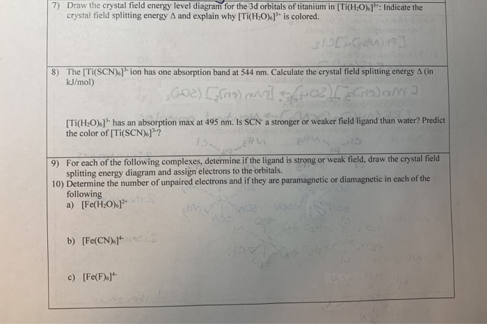 Solved 7) Draw the crystal field energy level diagram for | Chegg.com