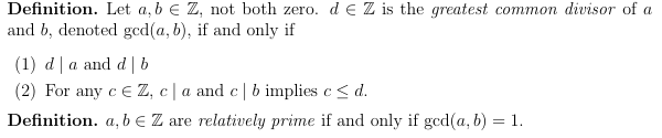 Solved Definition. Let a,binZ, not both zero. dinZ is ﻿the | Chegg.com