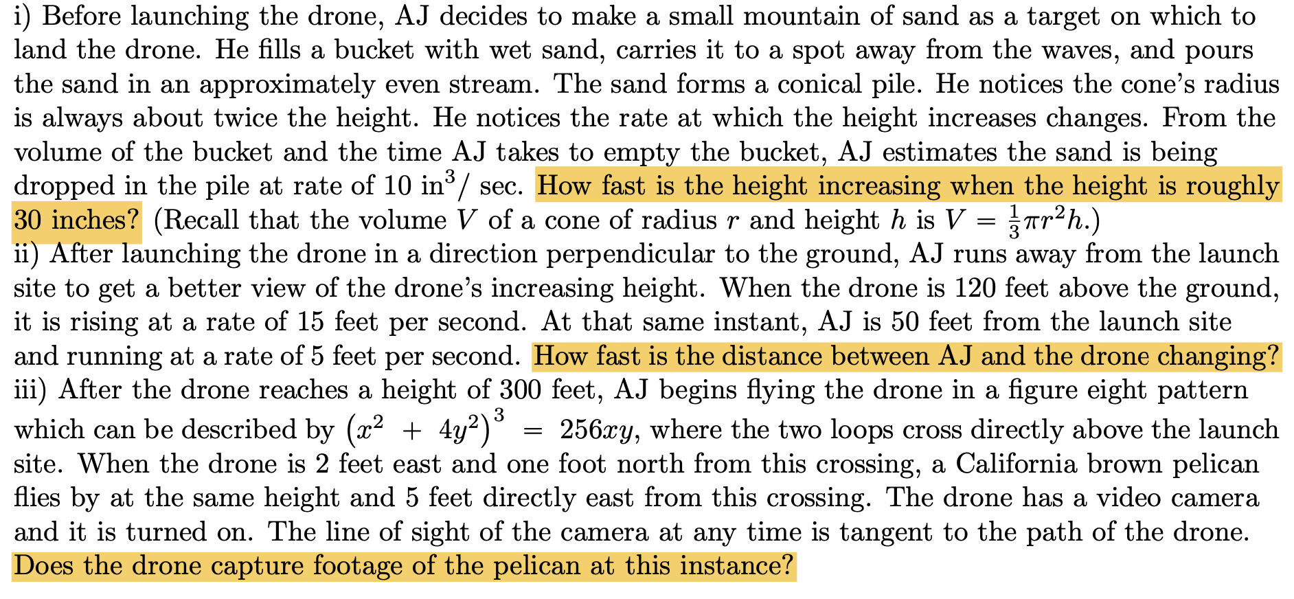 Solved i) Before launching the drone, AJ decides to make a | Chegg.com