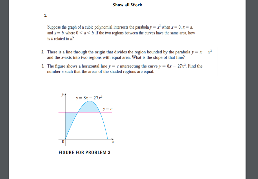 Solved Show all Work 1. Suppose the graph of a cubic | Chegg.com