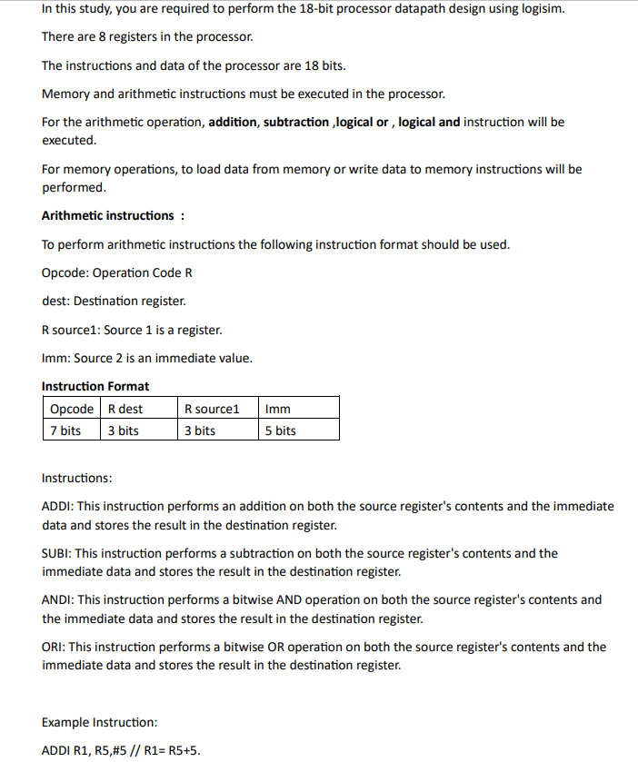Solved Instructions: ADDI: This instruction performs an | Chegg.com