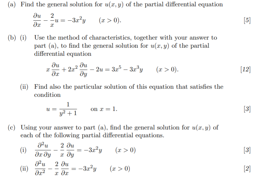 Solved (a) Find the general solution for u(x,y) of the | Chegg.com