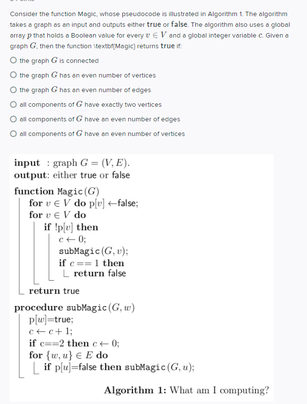 Solved Consider the function Magic, whose pseudocode is | Chegg.com
