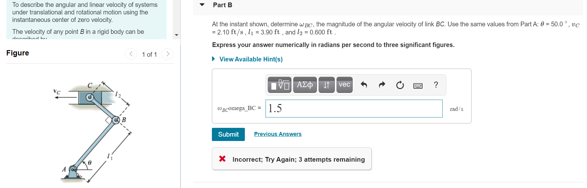 Solved Part B To describe the angular and linear velocity of | Chegg.com