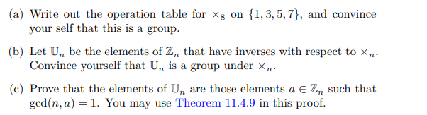 Solved (a) Write out the operation table for ×8 on | Chegg.com
