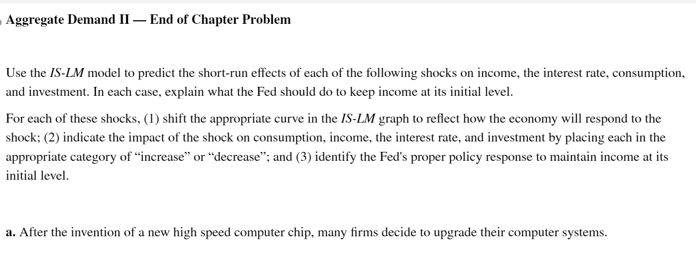 Solved Aggregate Demand II - ﻿End of Chapter ProblemUse the | Chegg.com