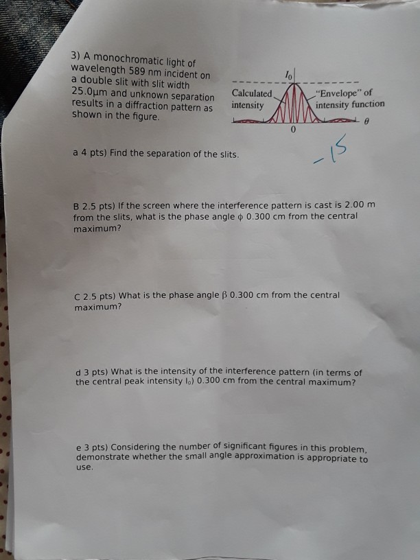Solved 3) A monochromatic light of wavelength 589 nm | Chegg.com