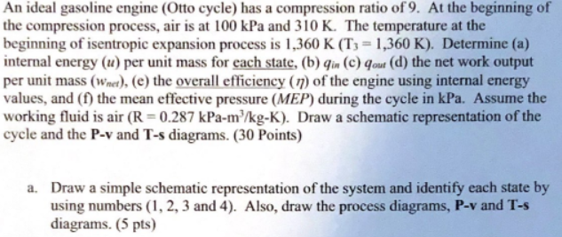 Solved An ideal gasoline engine (Otto cycle) has a | Chegg.com