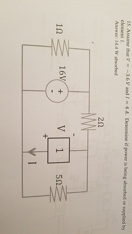 Solved 15. Assume that V -3.6 V and 1-4 A Determine if power | Chegg.com