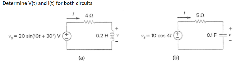 Solved Determine V(t) and i(t) for both circuits (a) (D) | Chegg.com