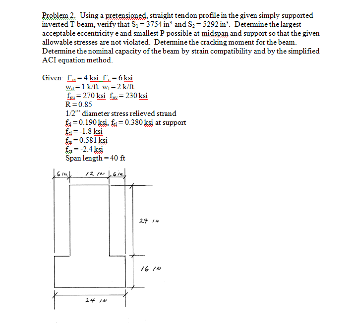 Problem 2. Using a pretensioned straight tendon | Chegg.com