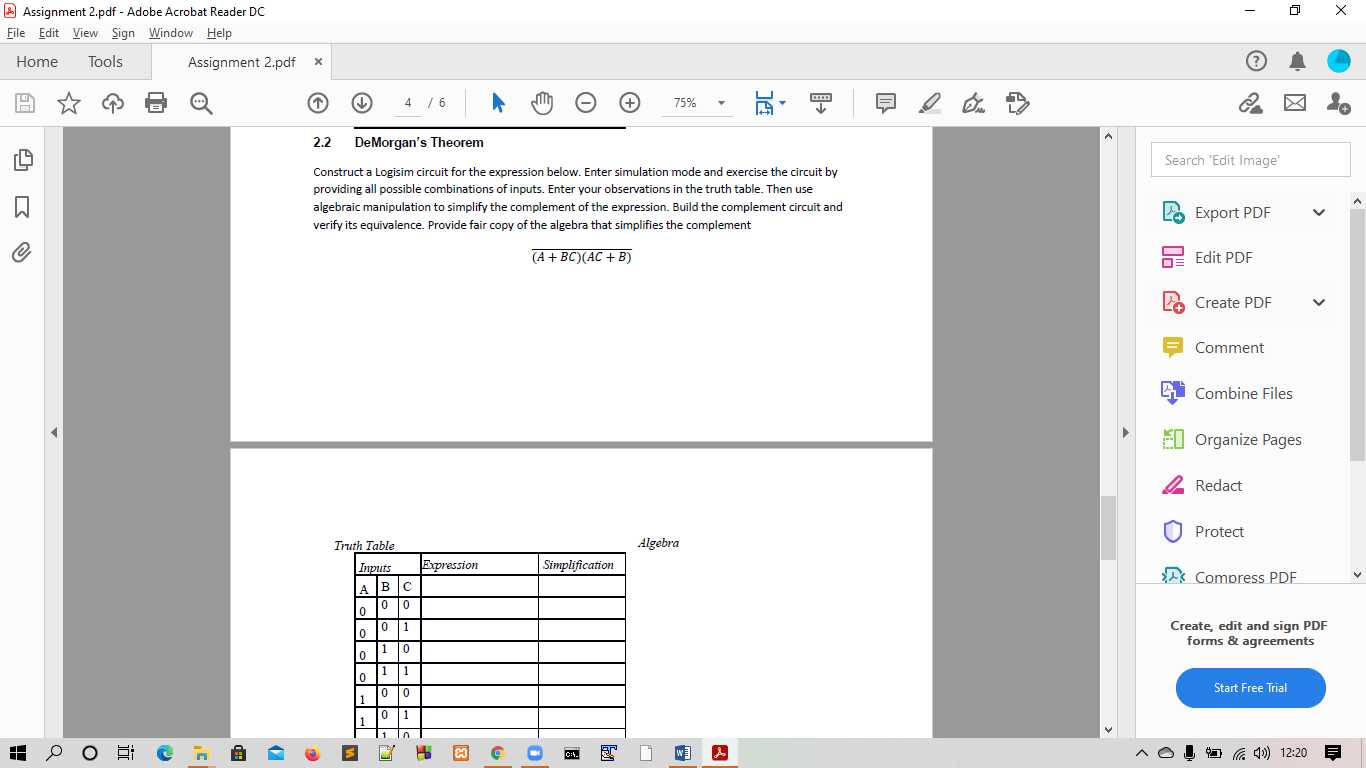 - х Assignment 2.pdf - Adobe Acrobat Reader DC File | Chegg.com