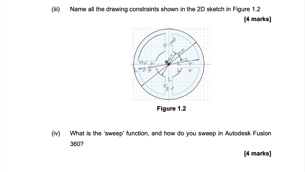 Solved (ii ) Name all the drawing constraints shown in the | Chegg.com