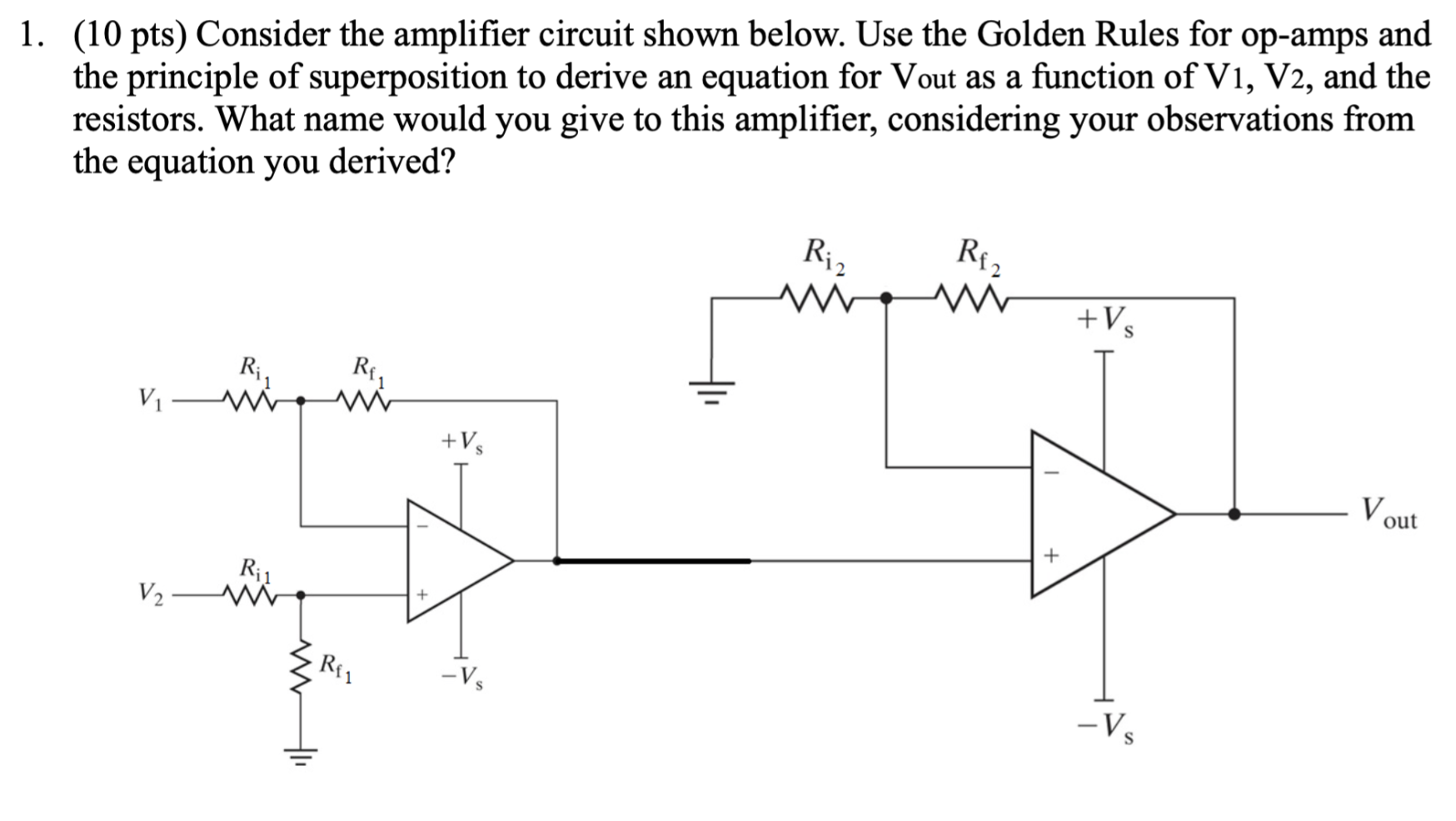 Solved (10 pts) Consider the amplifier circuit shown below. | Chegg.com Solved (10 pts) Consider the amplifier circuit shown below. | Chegg.com