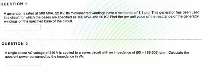 Solved QUESTION 1 A generator is rated at 500 MVA, 22 KV. | Chegg.com