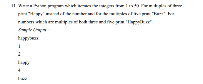 Solved 11 Write A Python Program Which Iterates The 