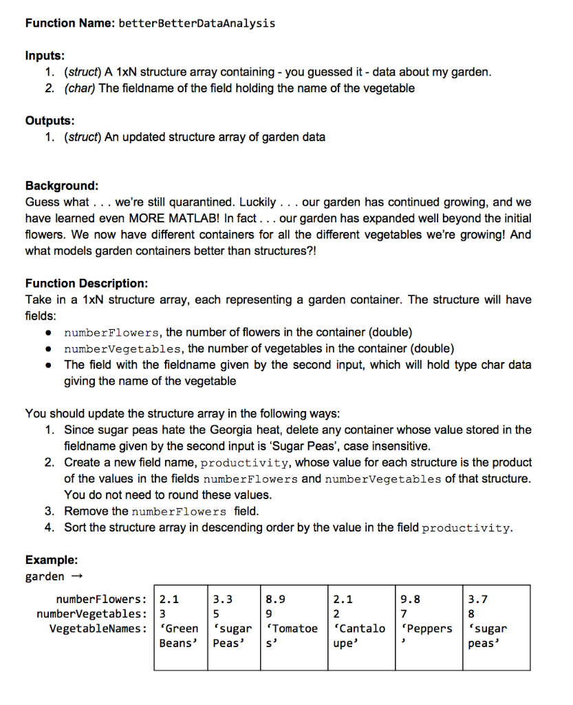 Solved Function Name: better BetterDataAnalysis Inputs: 1. | Chegg.com