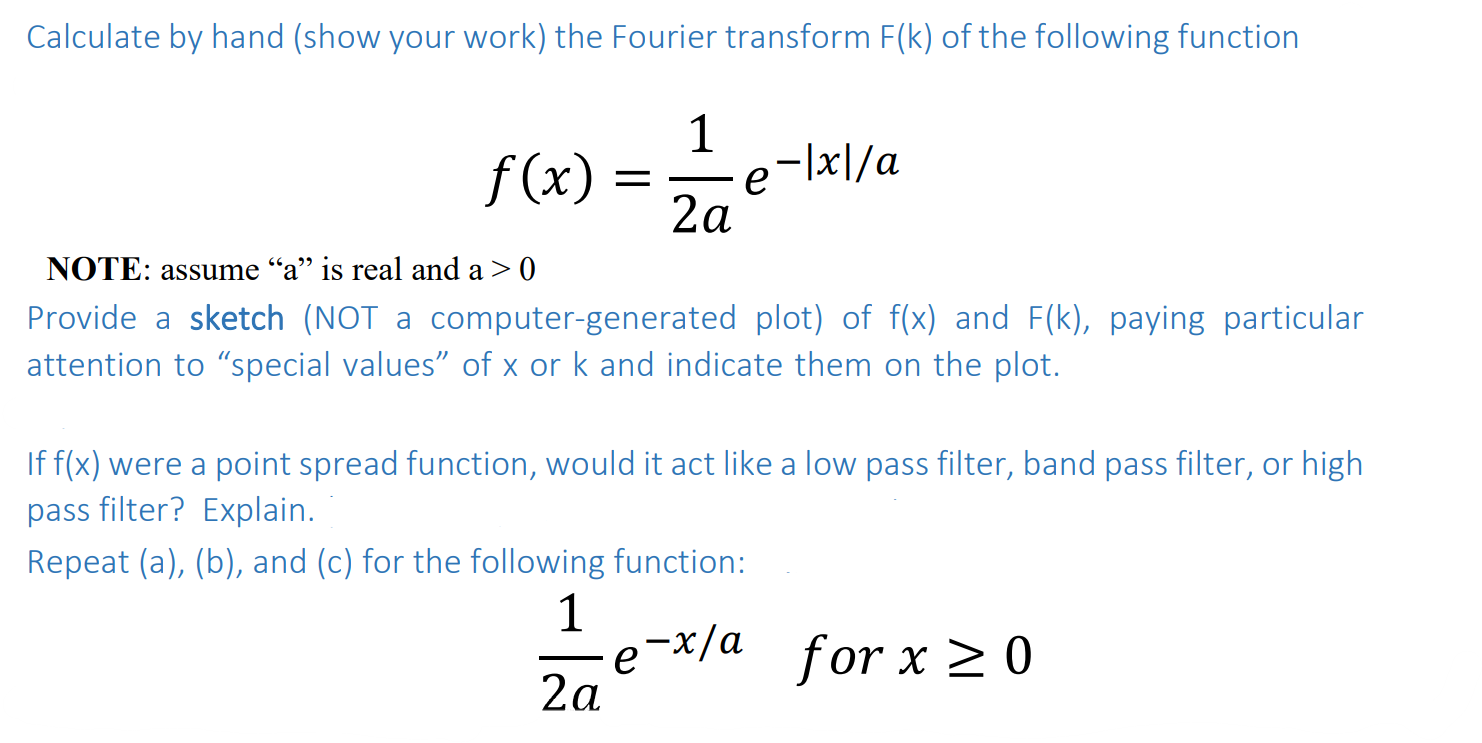 Solved Calculate by hand (show your work) the Fourier | Chegg.com
