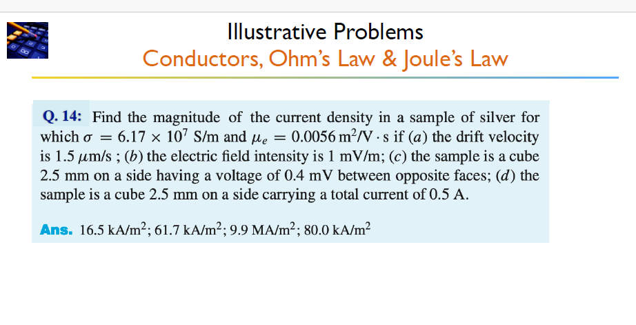 Solved Illustrative Problems Conductors, Ohm's Law \& | Chegg.com