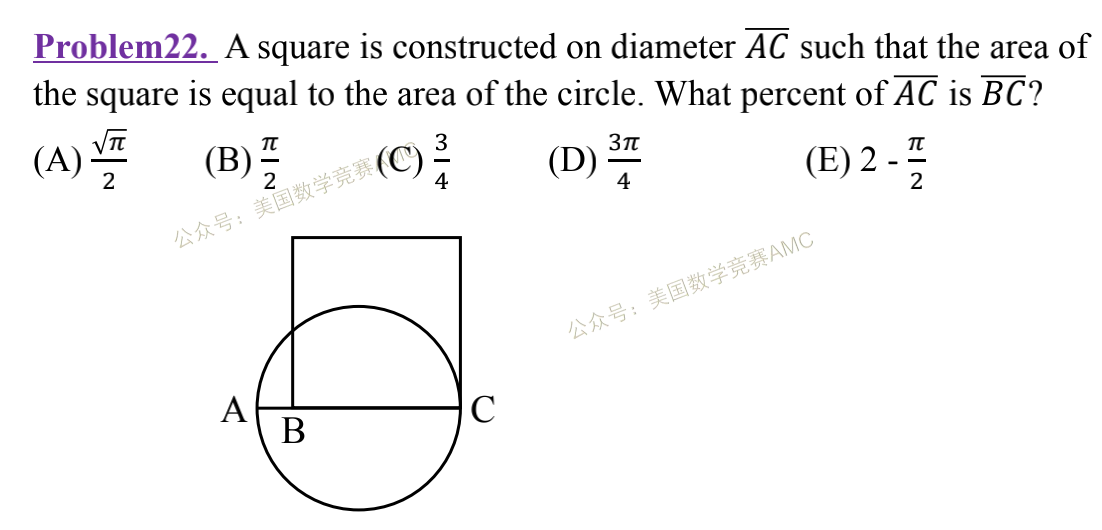 Solved Problem22. A square is constructed on diameter AC | Chegg.com