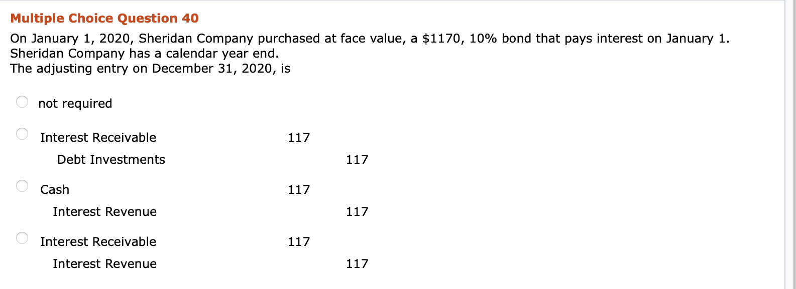 Solved Multiple Choice Question 40 On January 1, 2020, | Chegg.com