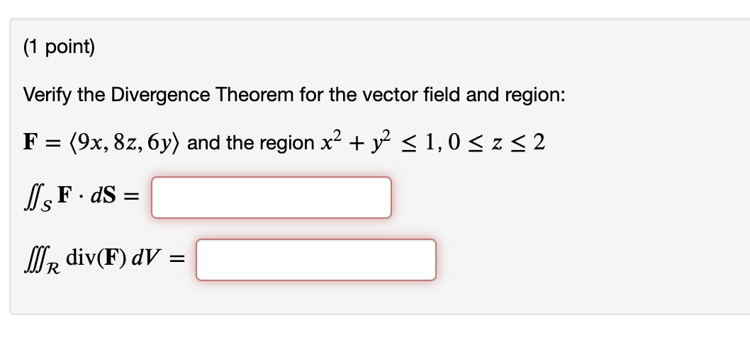 Solved Verify the Divergence Theorem for the vector field | Chegg.com