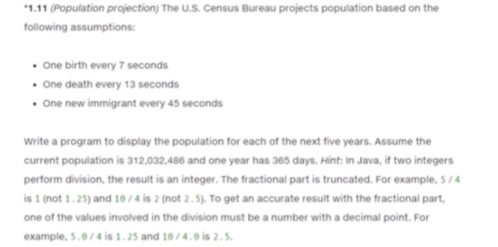 Solved (Population projection) The U.S. Census Bureau | Chegg.com