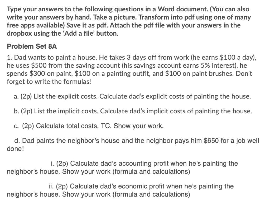 Solved Type your answers to the following questions in a | Chegg.com