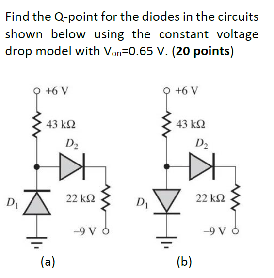 Solved Find the Q-point for the diodes in the circuits shown | Chegg.com
