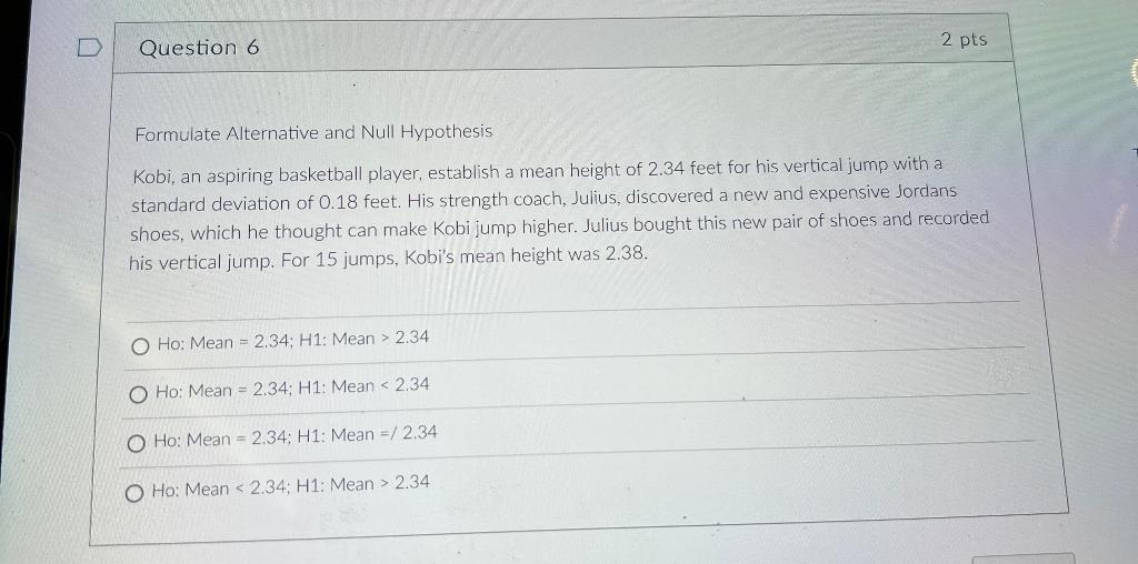 Solved Formulate Alternative and Null Hypothesis Kobi, an | Chegg.com