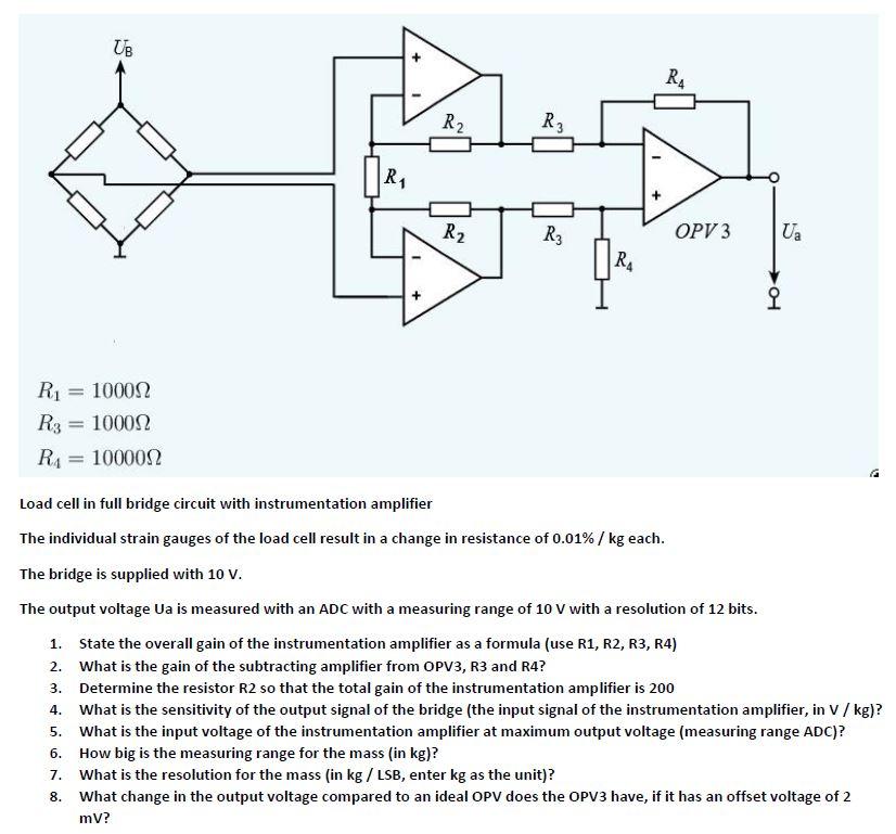Solved UB RA R2 R3 R1 R; R3 OPV3 U RA '오 오 RI 1000Ω R3 = | Chegg.com