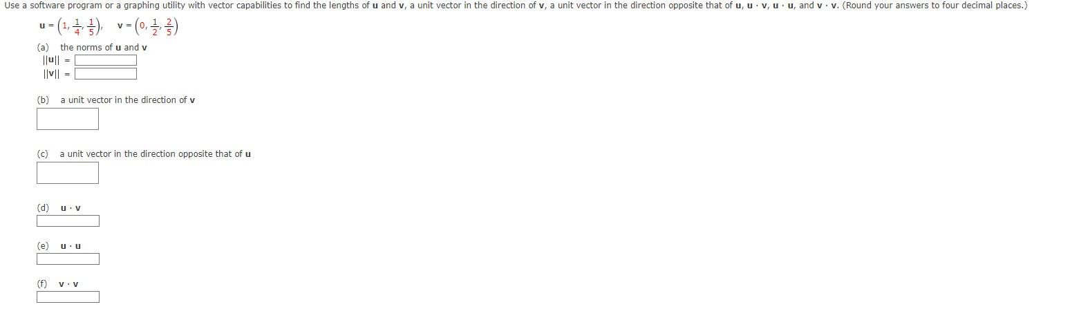 Solved u=(1,41,51),v=(0,21,52) (a) the norms of u and v ∥u∥= | Chegg.com