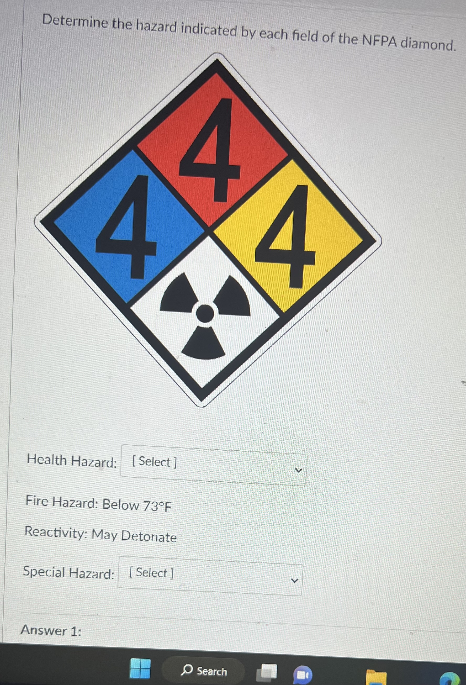 Solved Determine the hazard indicated by each field of the | Chegg.com