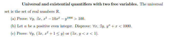 Solved Universal and existential quantifiers with two free | Chegg.com