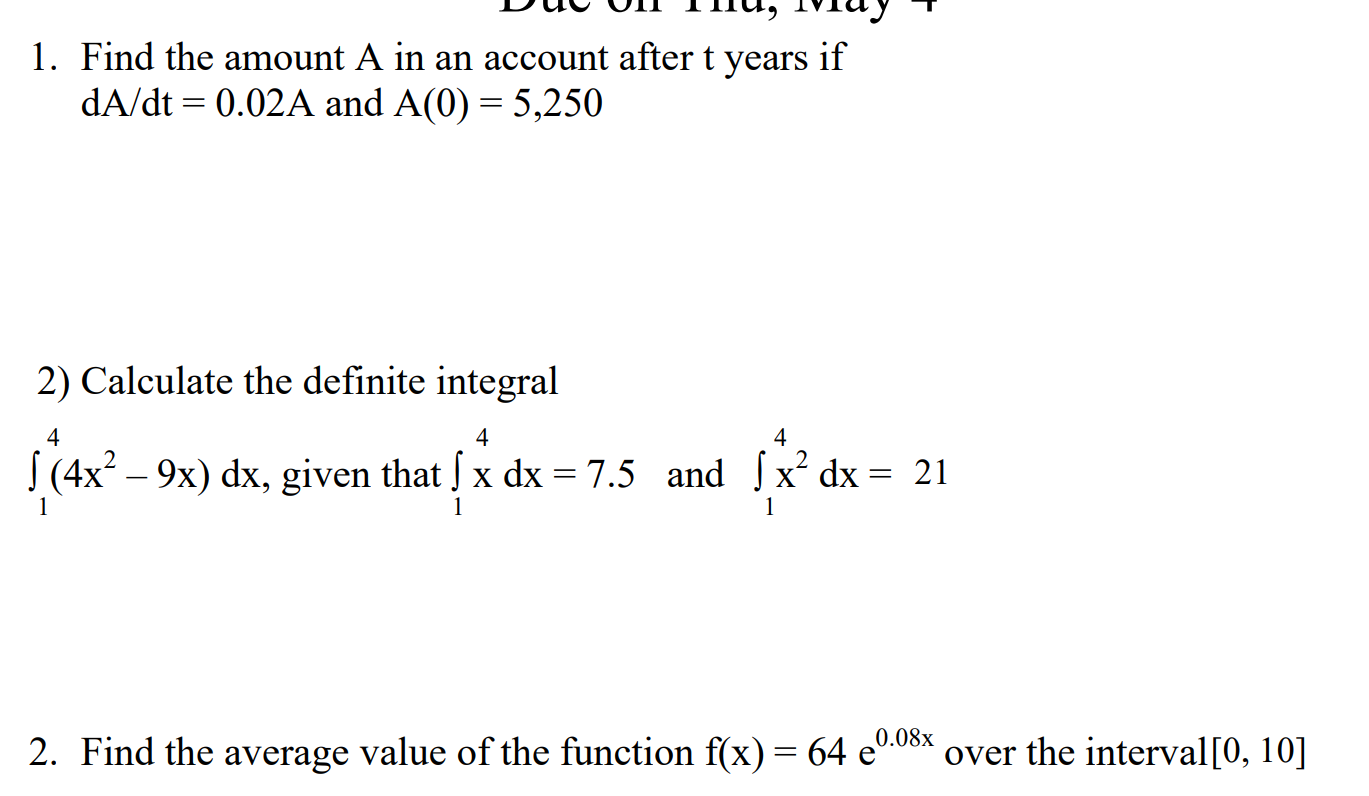 Solved 1. Find the amount A in an account after t years if | Chegg.com