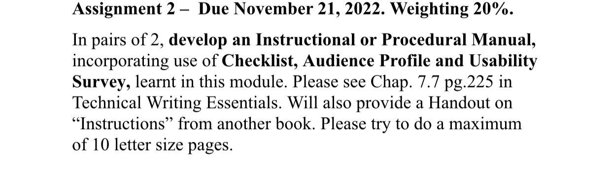 Assignment 2 - Due November 21, 2022. Weighting 20\%. | Chegg.com