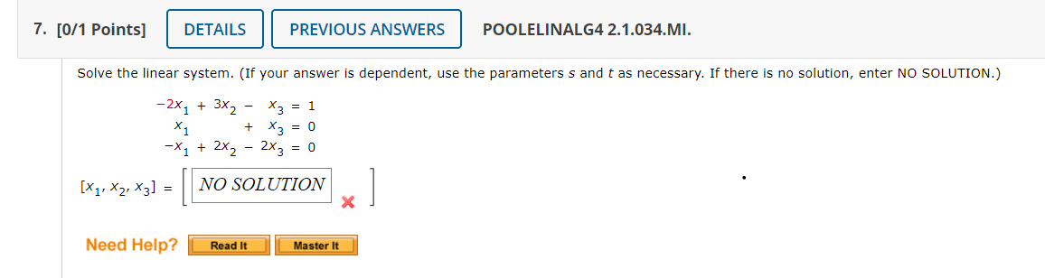 Solved Solve the linear system. (If your answer is | Chegg.com