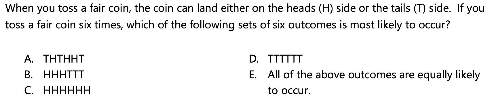 Solved When you toss a fair coin, the coin can land either | Chegg.com