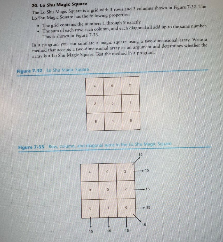 Solved 20. Lo Shu Magic Square The Lo Shu Magic Square is a | Chegg.com
