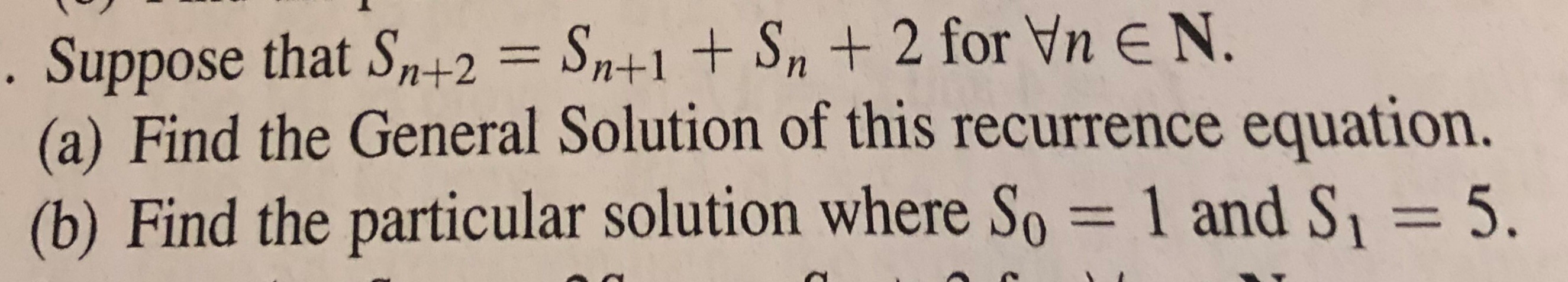 Solved Suppose that Sn+2 = Sn+1+ Sn + 2 for yn E N. (a) Find | Chegg.com