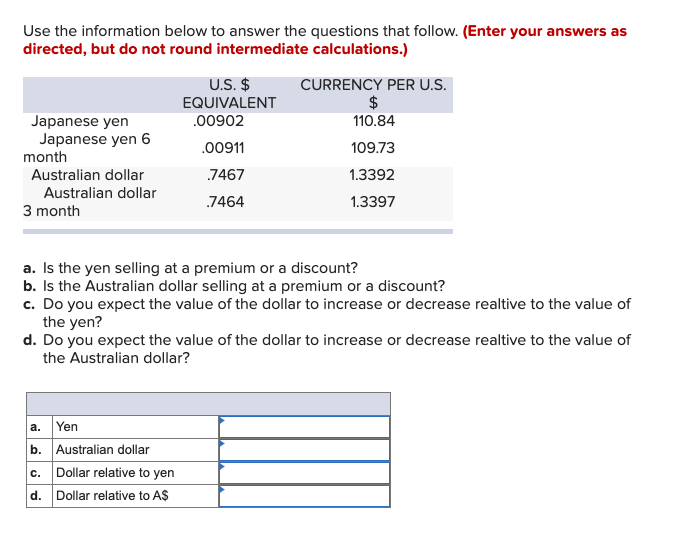 Solved Use the information below to answer the questions | Chegg.com