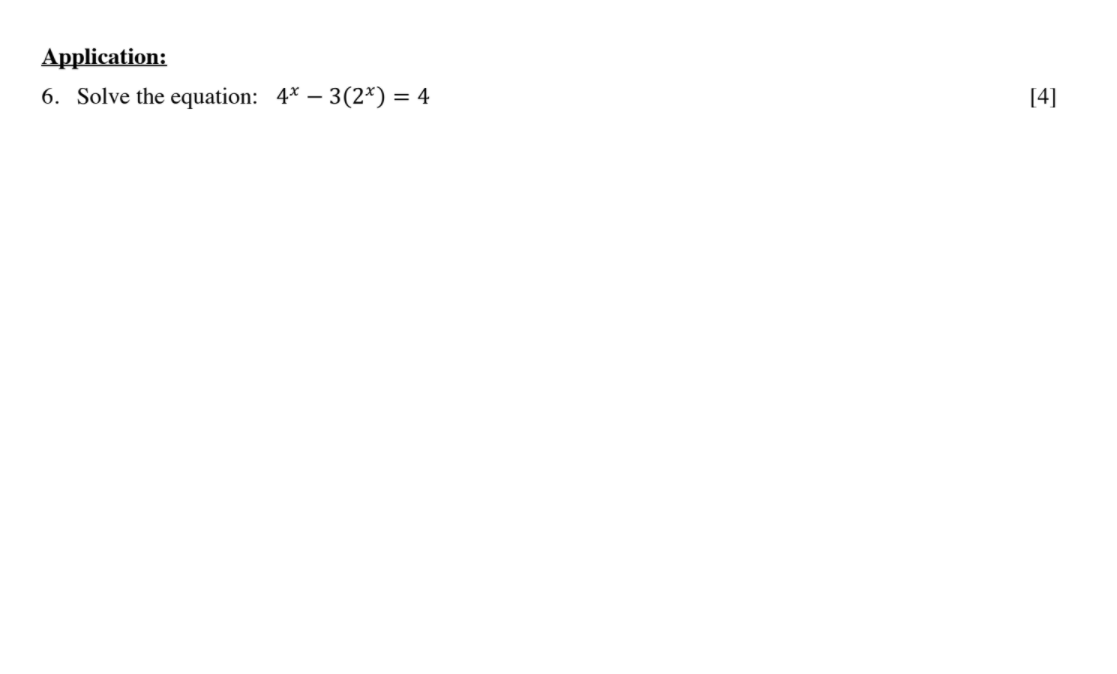 Solved Application: 6. Solve the equation: 4x – 3(2x) = 4 | Chegg.com